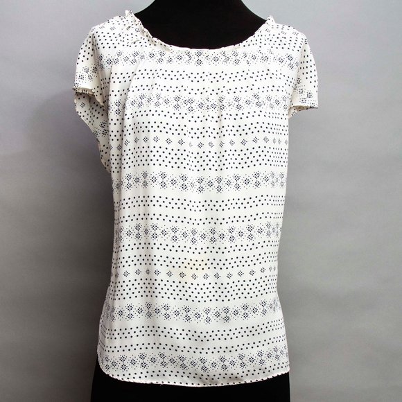 LC Lauren Conrad | Tops | Lc Pleated Scoop Neck White With Navy Dots ...